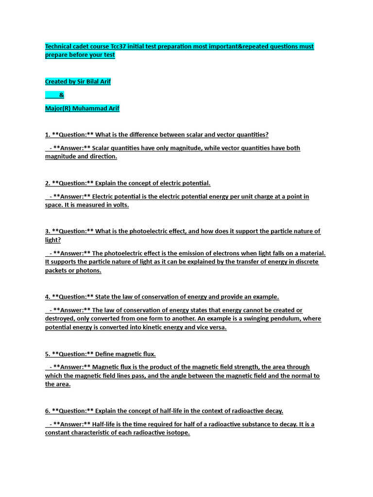 Tcc37 Nitial Test Past Papers Repeated Questions by Sir Bilal Arif ...