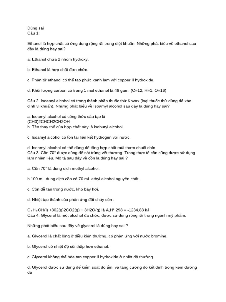 Ancol - Đúng Sai Ytb | PDF