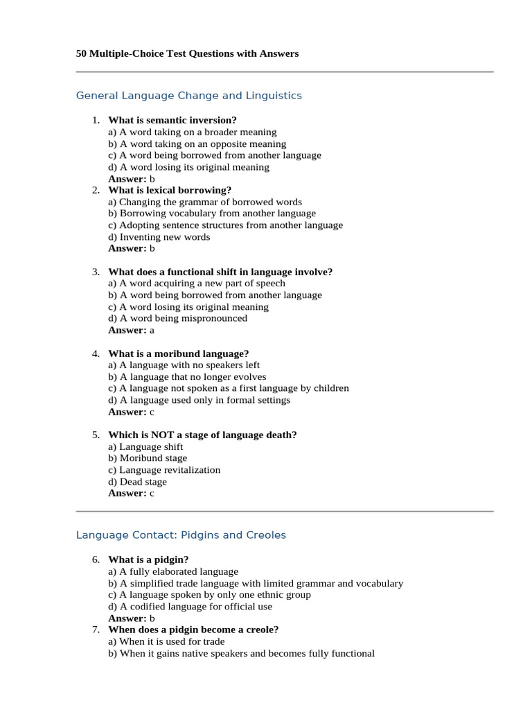 50 Multiple | PDF | English Language | Semantics
