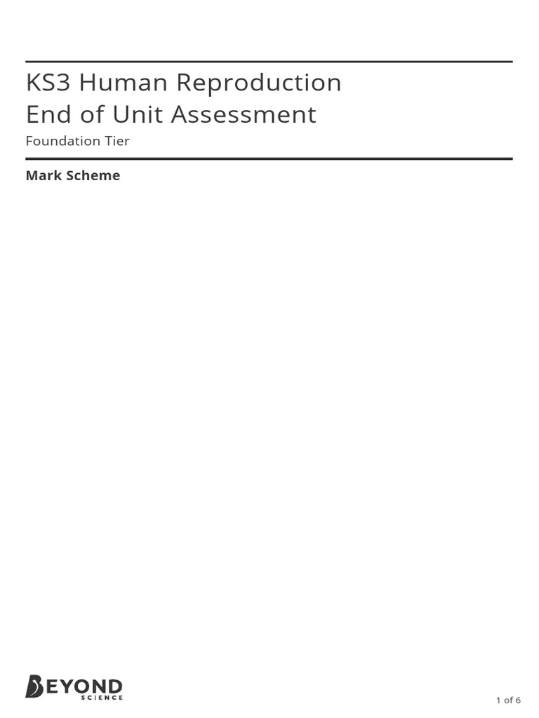 Human Reproduction Assessment Foundation - Mark Scheme | PDF ...