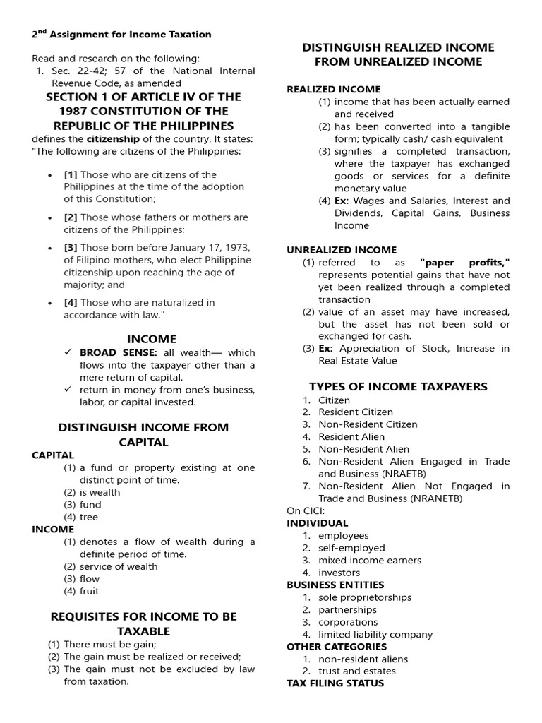 Introduction To Taxation | PDF | Capital Gains Tax | Taxes