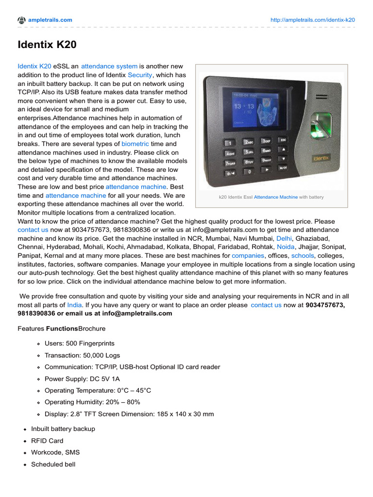 k20 Essl Biometric Attendance System | PDF | Computing | Computer Science