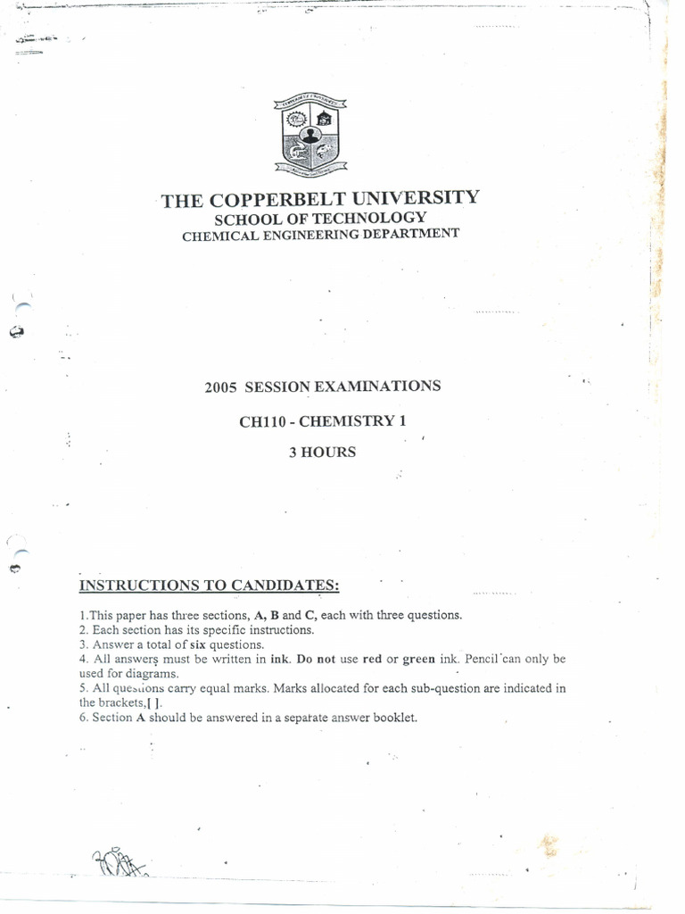2005 CH 110 Sessional Exam | PDF