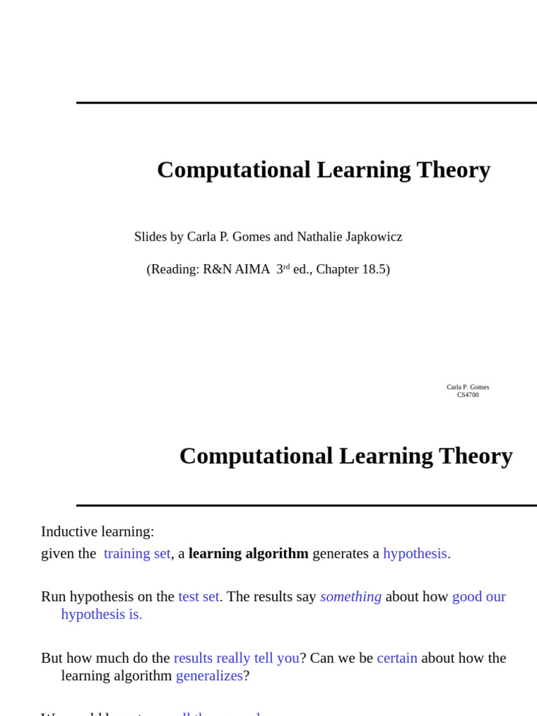 12 Computational Learning Theory | PDF | Theoretical Computer Science | Mathematics