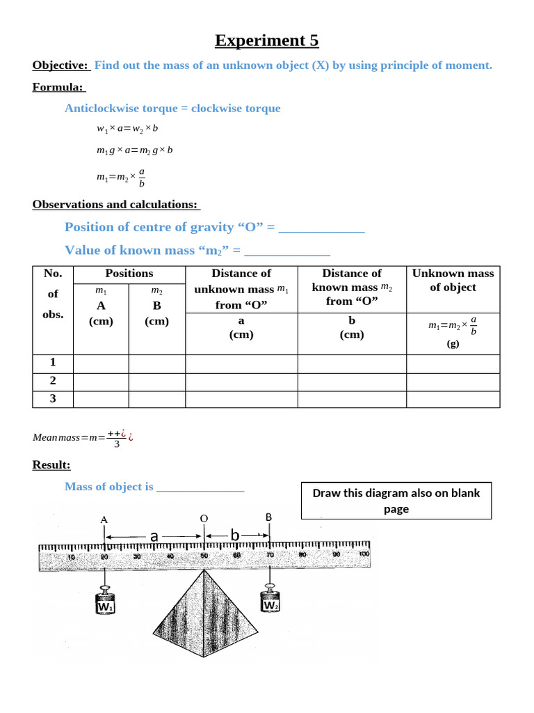 Determining Unknown Mass via Moments | PDF