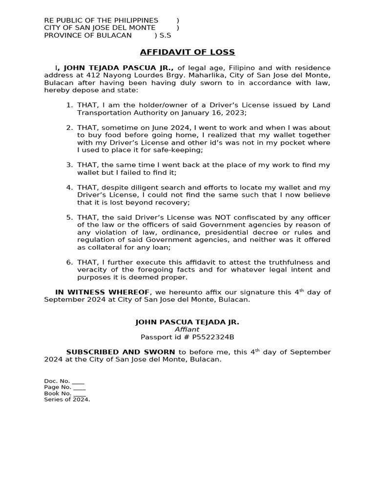 Aff of Loss - Pascua | PDF