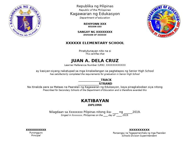 CERTIFICATES OF DIPLOMA Senior High School | PDF