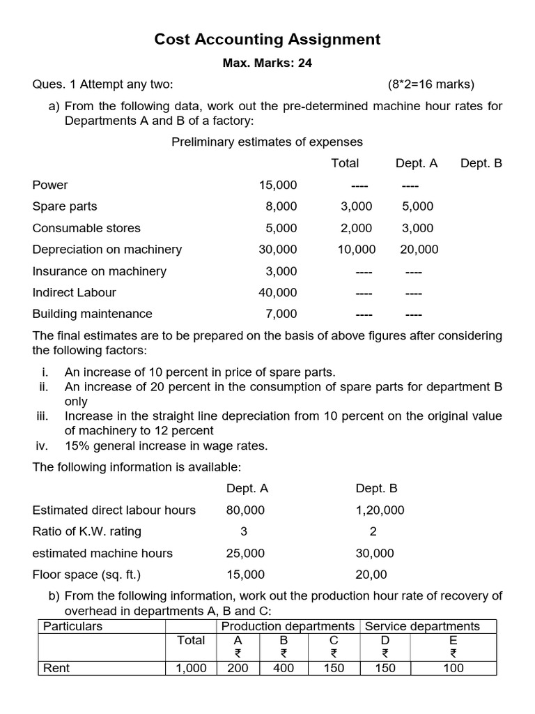 Cost Accounting Assignment | PDF | Cost Accounting | Economies
