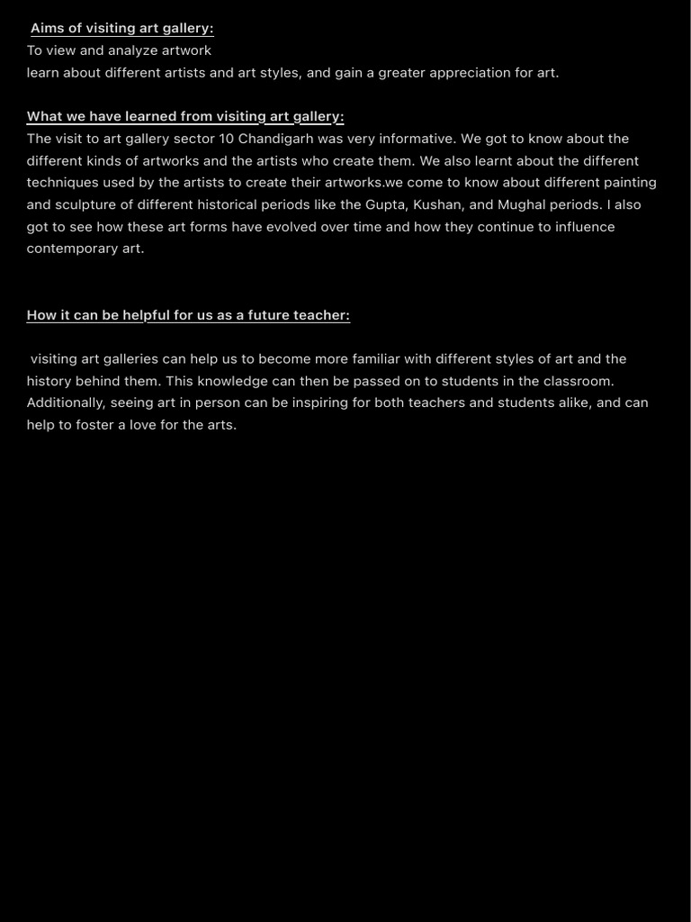 Aims of Visiting Art Gallery | PDF