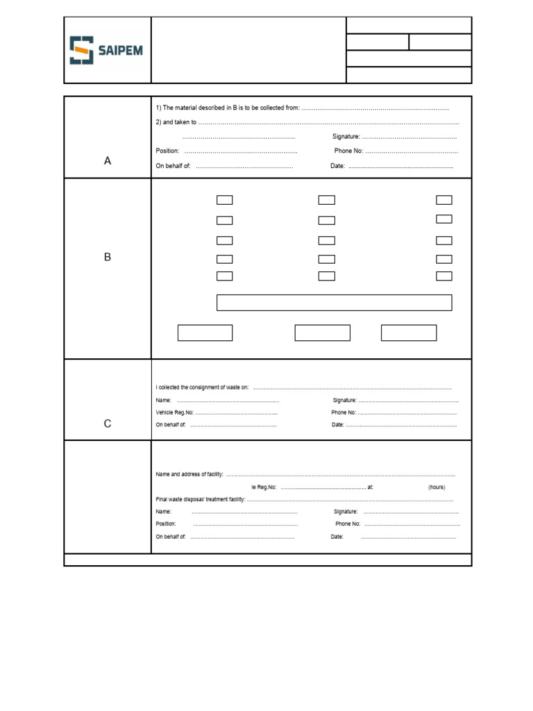 Form Spec Hse 007 e r02 Waste Manifest Form | PDF | Waste | Municipal ...