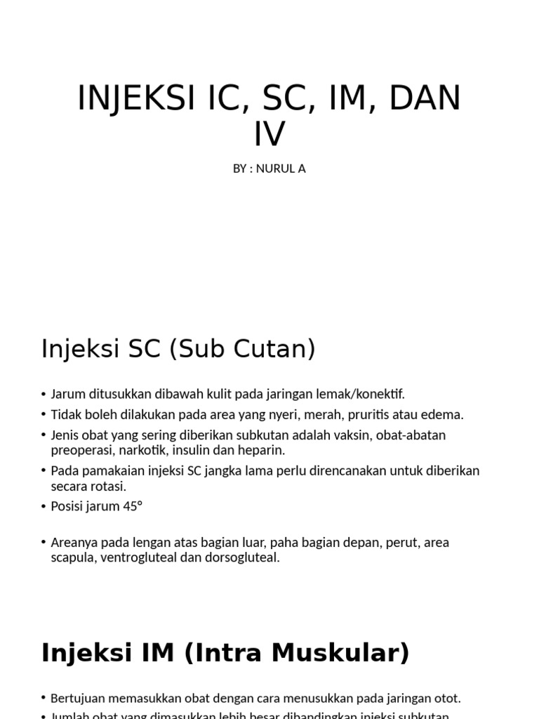 Injeksi Ic, SC, Im, Dan Iv | PDF