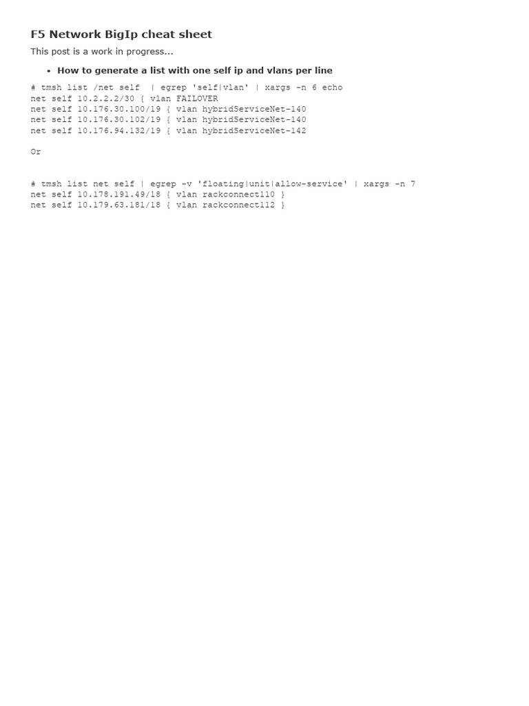 The Systems Engineer Organized Chaos_ F5 Network BigIp Cheat Sheet | PDF