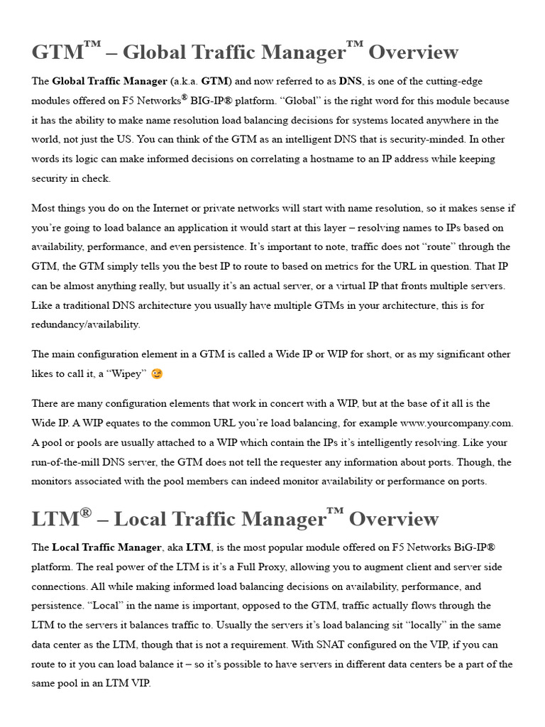 GTM Vs LTM - Difference Between F5 Global & Local Traffic Manager ...