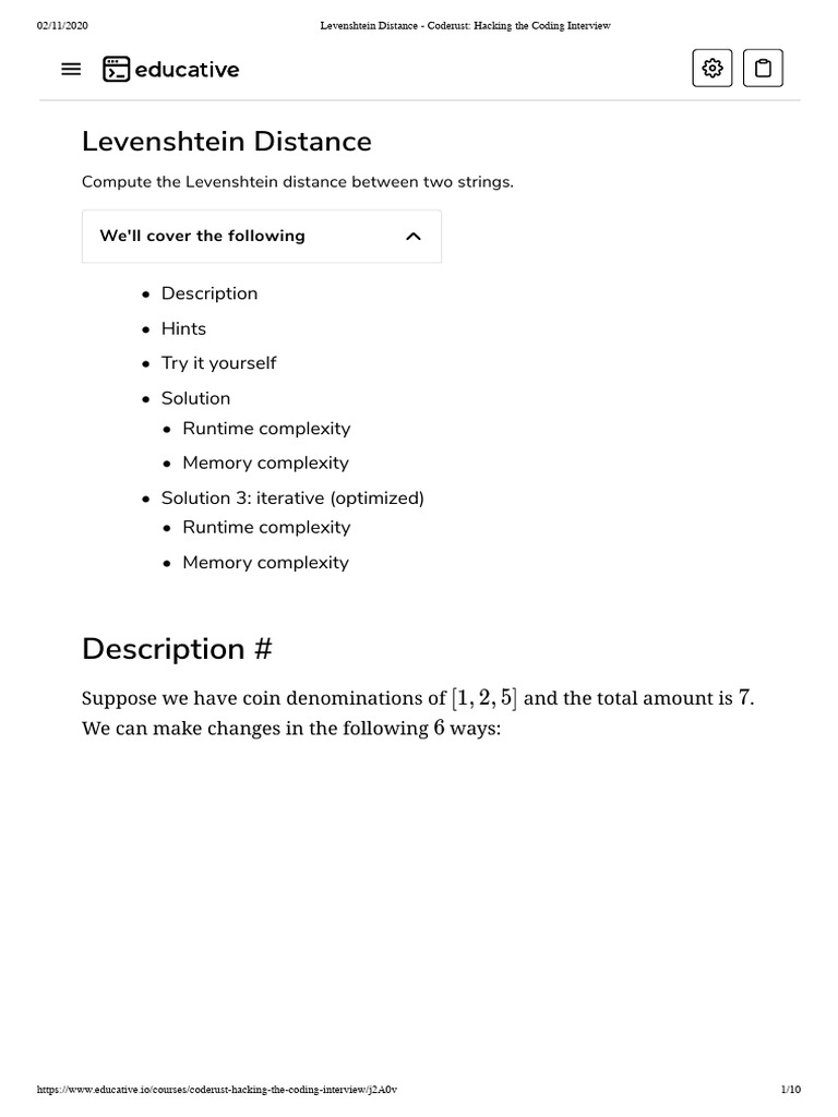 Levenshtein Distance - Coderust - Hacking The Coding Interview | PDF | Dynamic Programming ...
