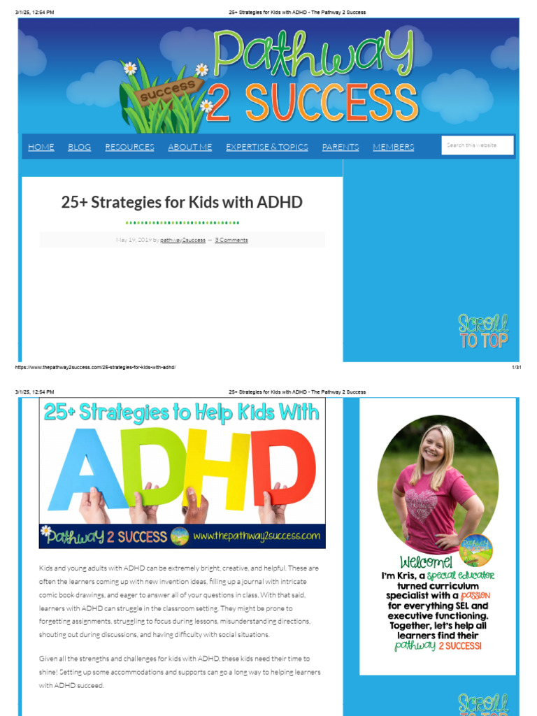 25+ Strategies For Kids With ADHD - The Pathway 2 Success | PDF ...