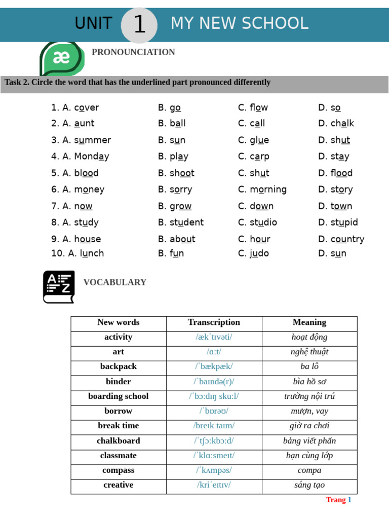 Tieng Anh 6 GLOBAL SUCCESS Unit 1 | PDF