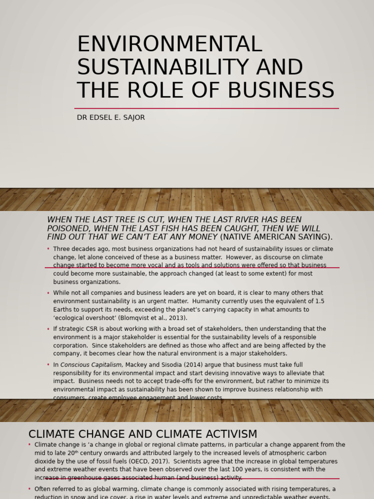 Business's Role in Environmental Sustainability | PDF | Sustainability ...