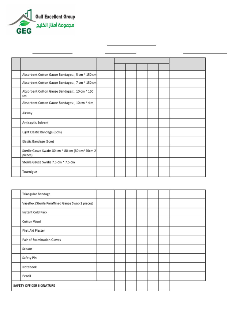 First Aid Kit Inventory Log | PDF