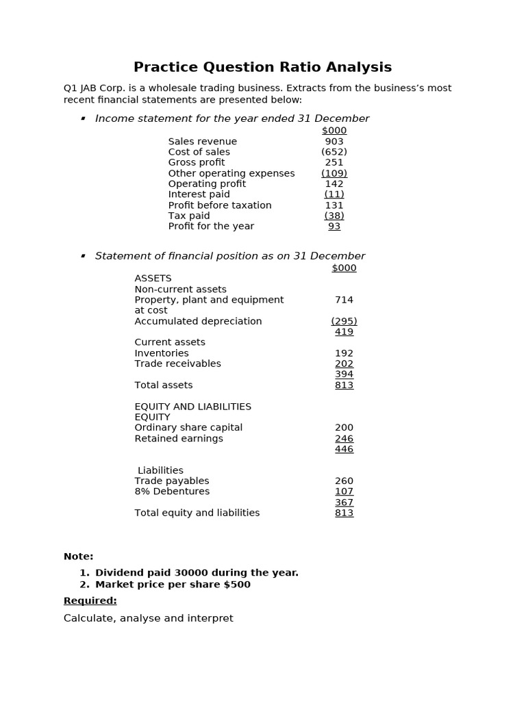 SET 3 Practice Question Ratio Analysis-1 | PDF