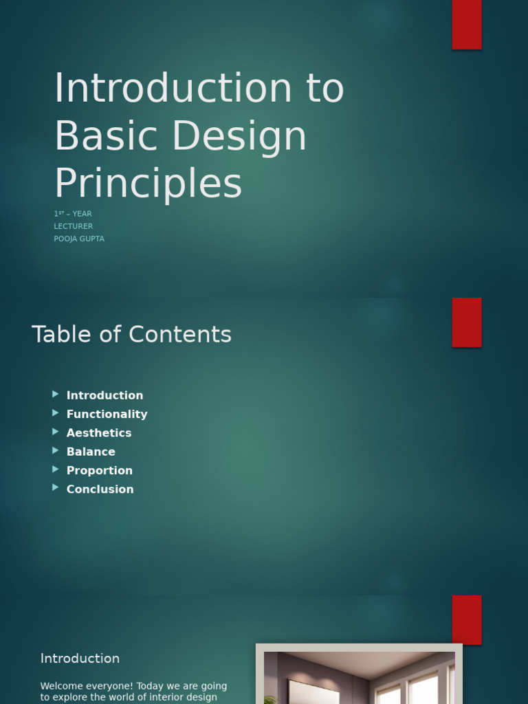 Introduction To Basic Design Principles 1 | PDF | Shape | Interior Design