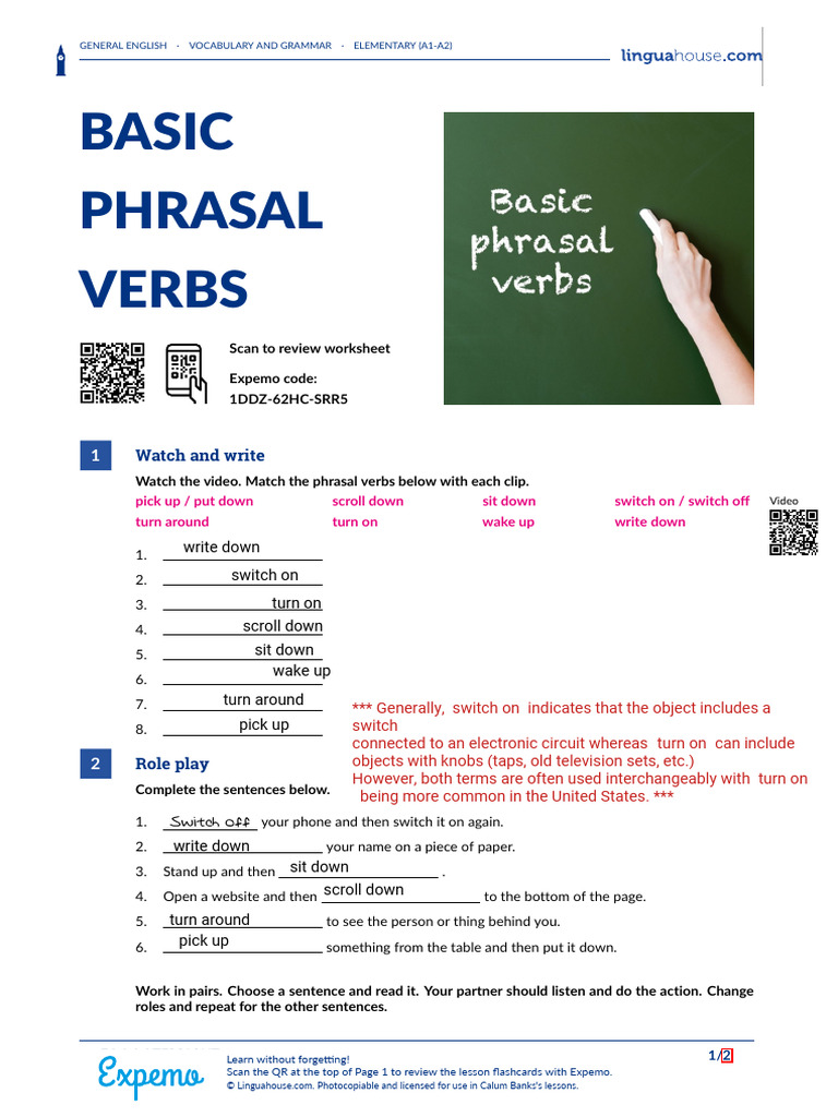 Basic Phrasal Verbs for Beginners | PDF | Object (Grammar) | Verb