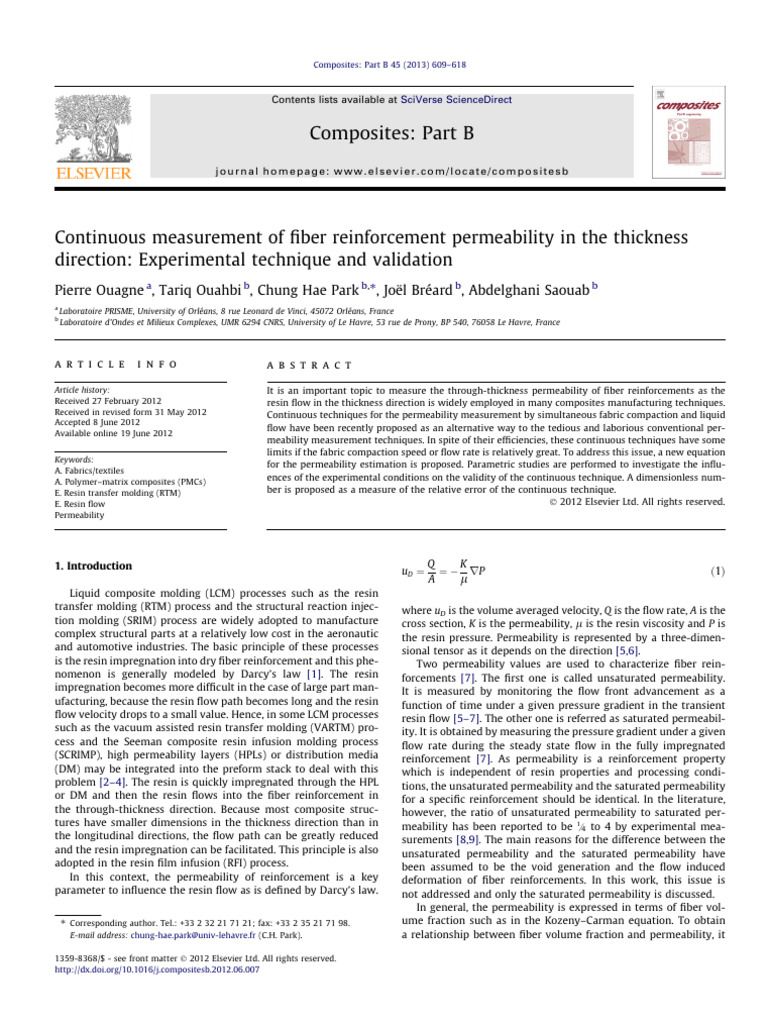 2013 Continuous Measurement of Fiber Reinforcement Permeability in The ...