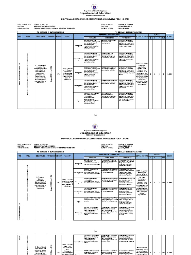 Ipcrf Template 2024 | PDF | Business | Computing