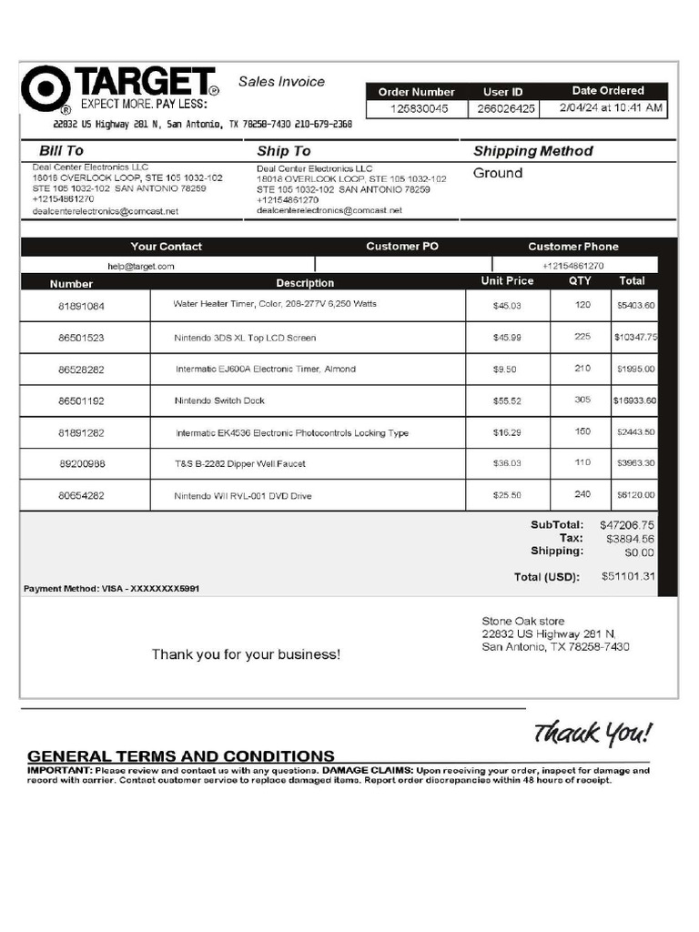 Invoice - Target 25 1 | PDF