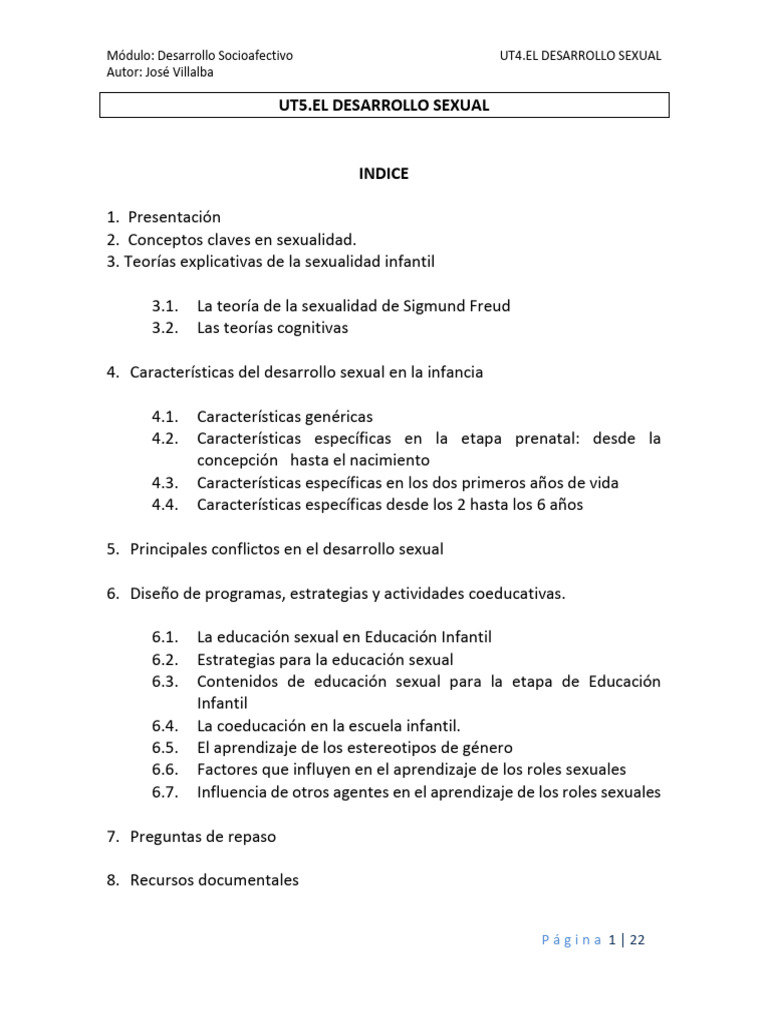 Ut5. Desarrollo Sexual | PDF | La sexualidad humana | Plan de estudios
