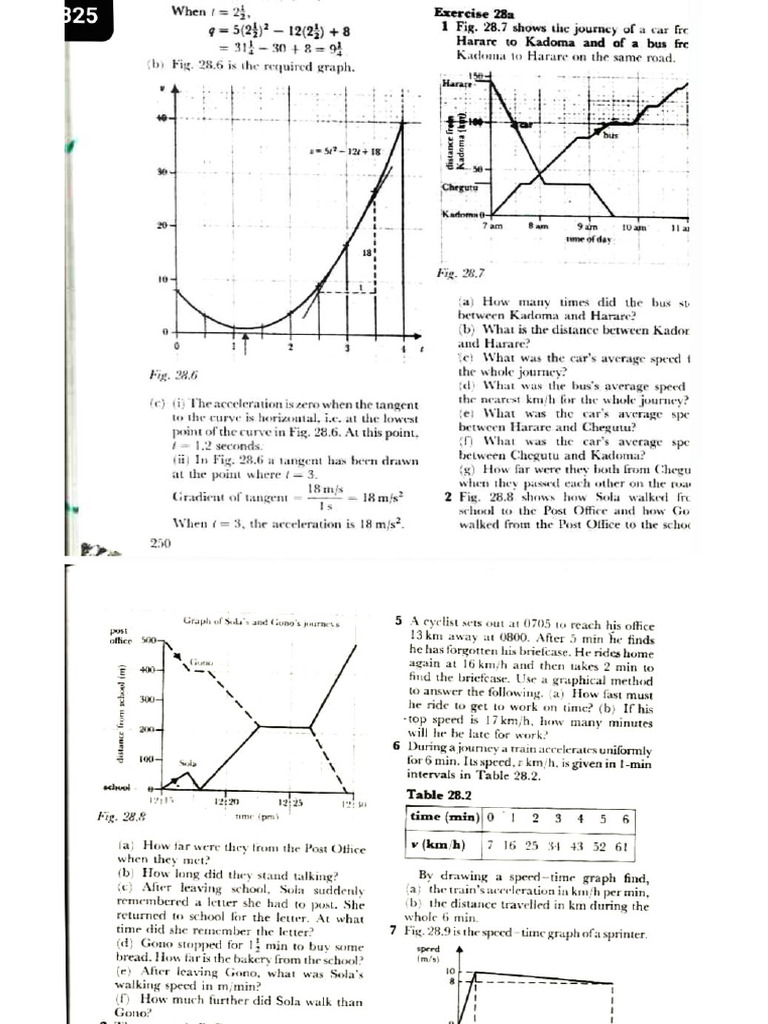 Distance Time Graph - Exe | PDF