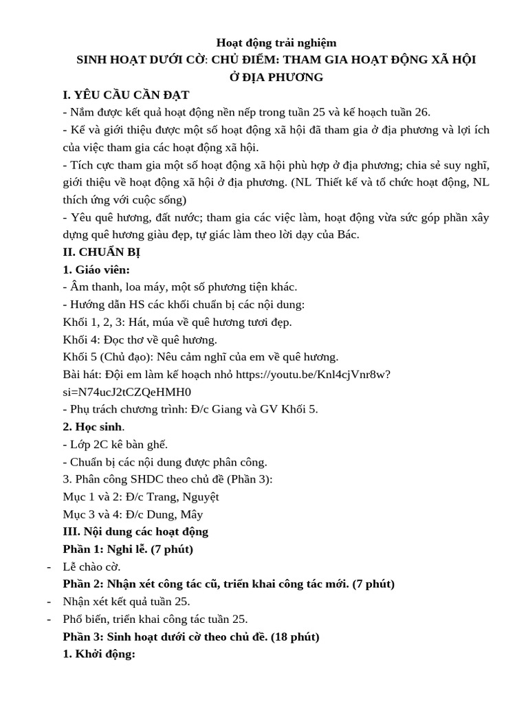 SHDC - Tuần 26 (K5) | PDF