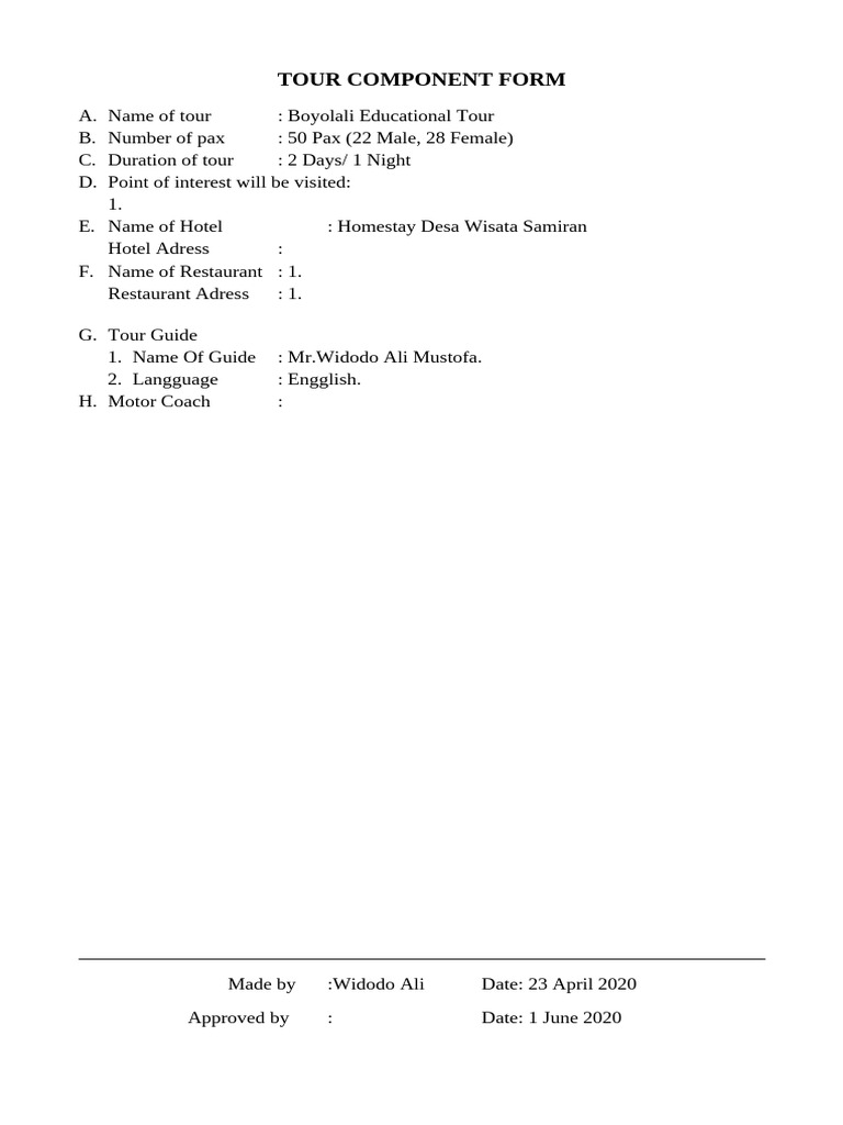 Boyolali Educational Tour Itinerary | PDF