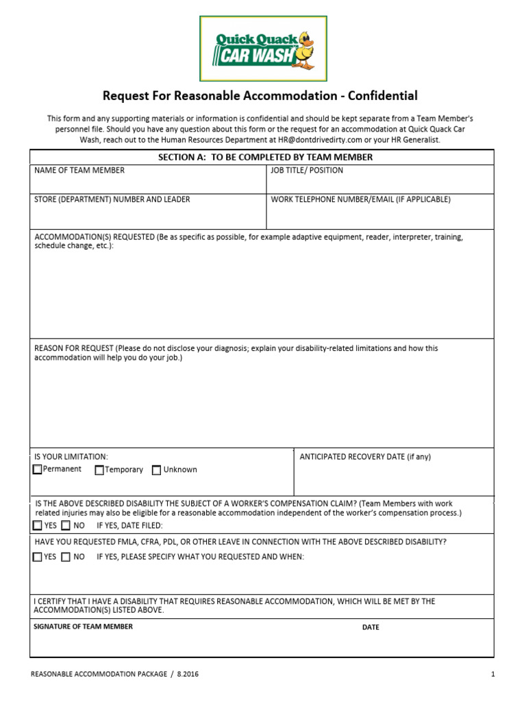 Request Reasonable Accommodation - Interactive Process - Form | PDF ...