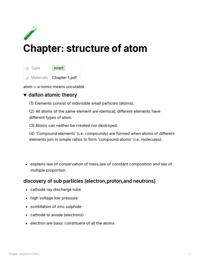 Structure of the Atom Explained | PDF | Atoms | Electron