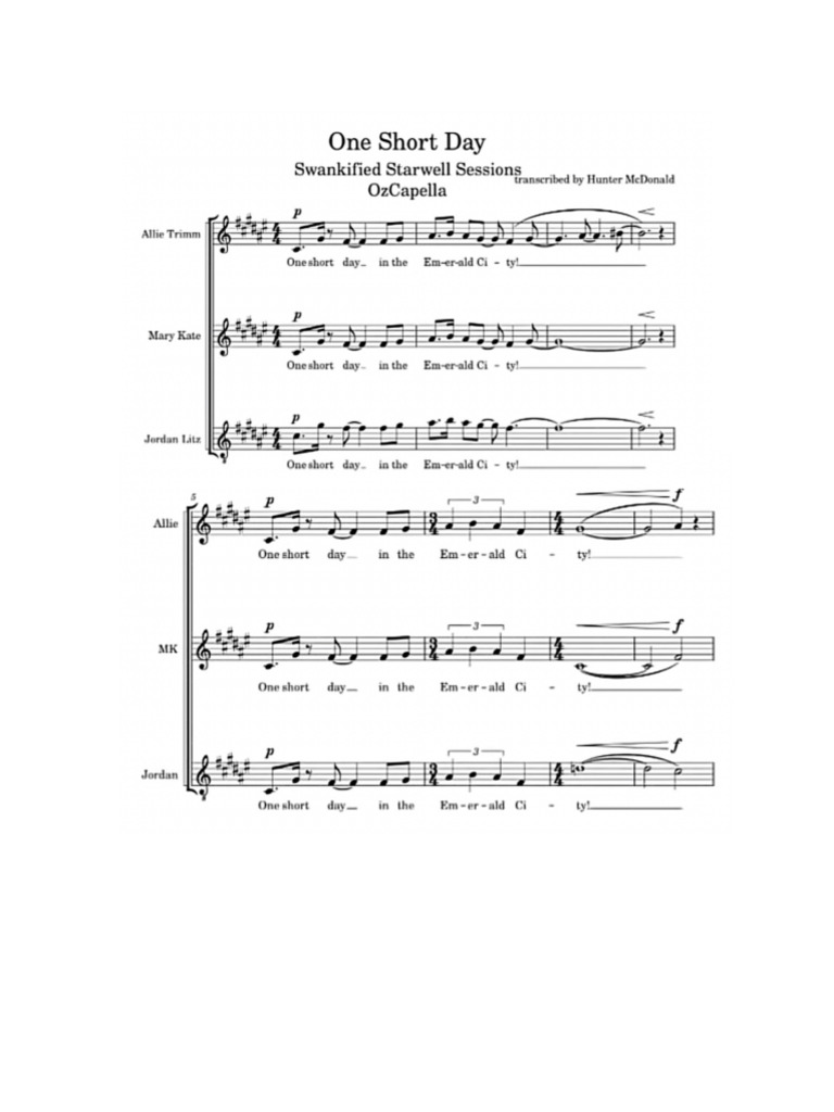 One Short Day Harmonies | PDF