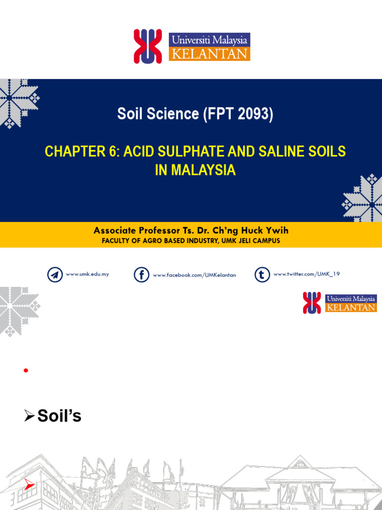Soil Science (Fpt 2093) Lecture 6 Acid Sulphate and Saline Soils in Malaysia | PDF | Soil | Sulfate