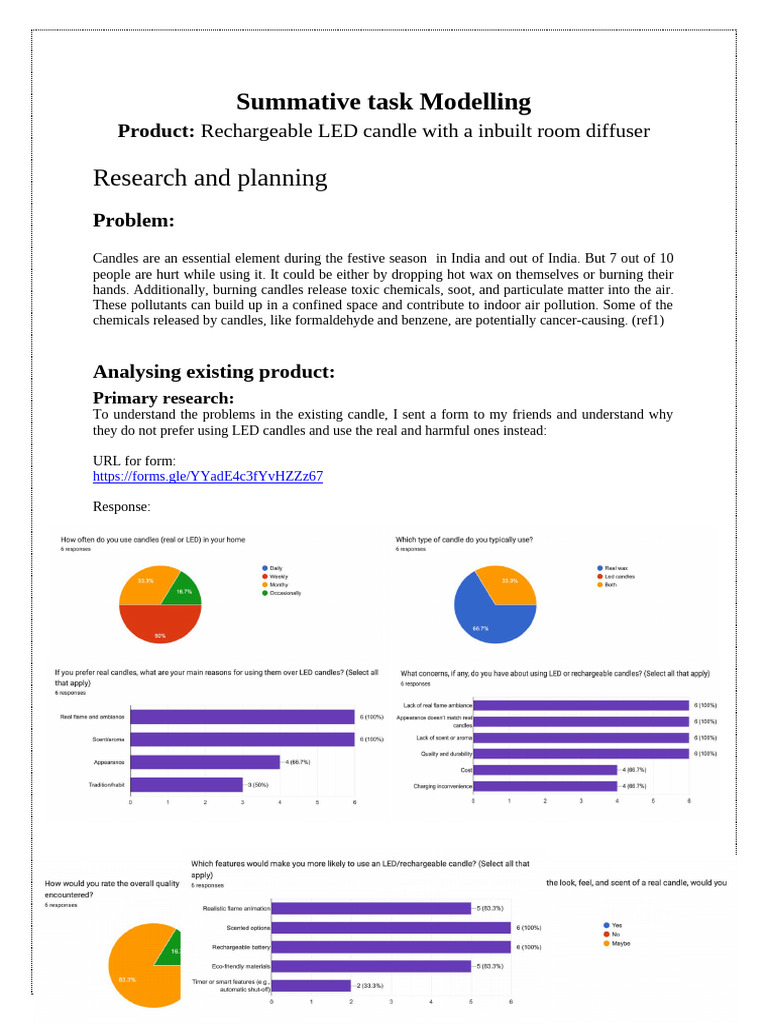 Design Summative Task Modelling | PDF | Rechargeable Battery | Candle
