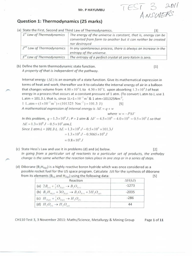 GROUP3 - CH110 - TEST3 - 2011 With Solutions | PDF