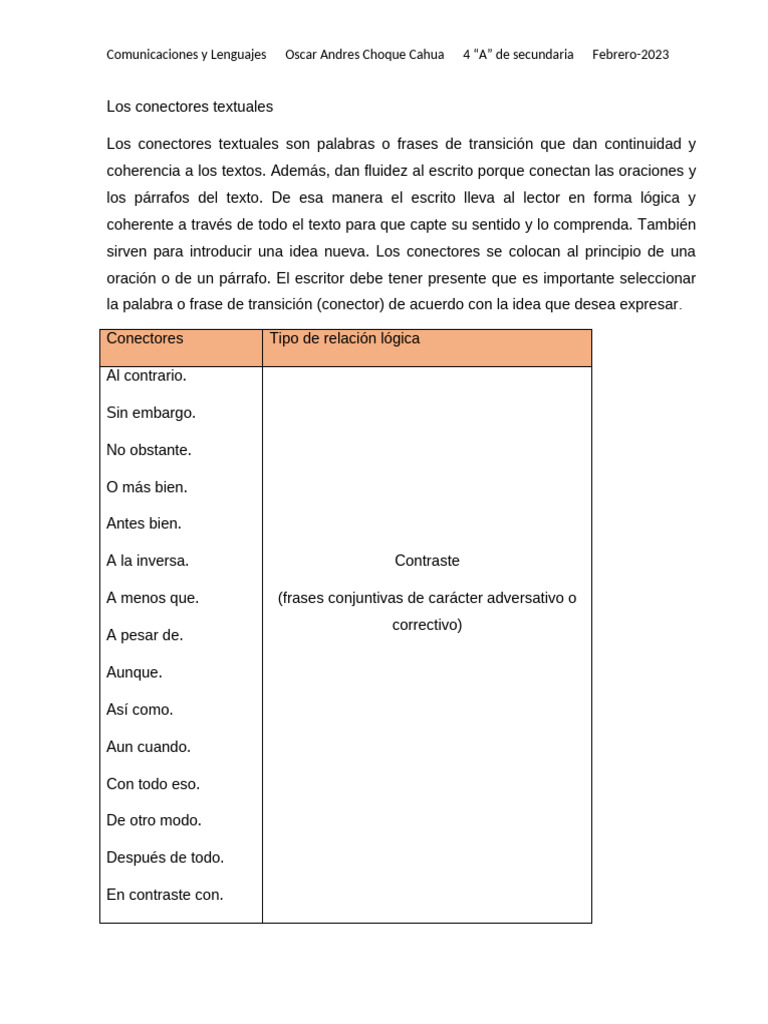 Los Conectores Textuales | PDF | Lógica | Razonamiento deductivo