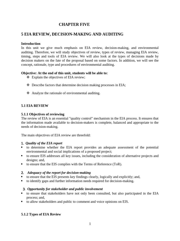Chapter Five For Eia Final | PDF | Environmental Impact Assessment ...