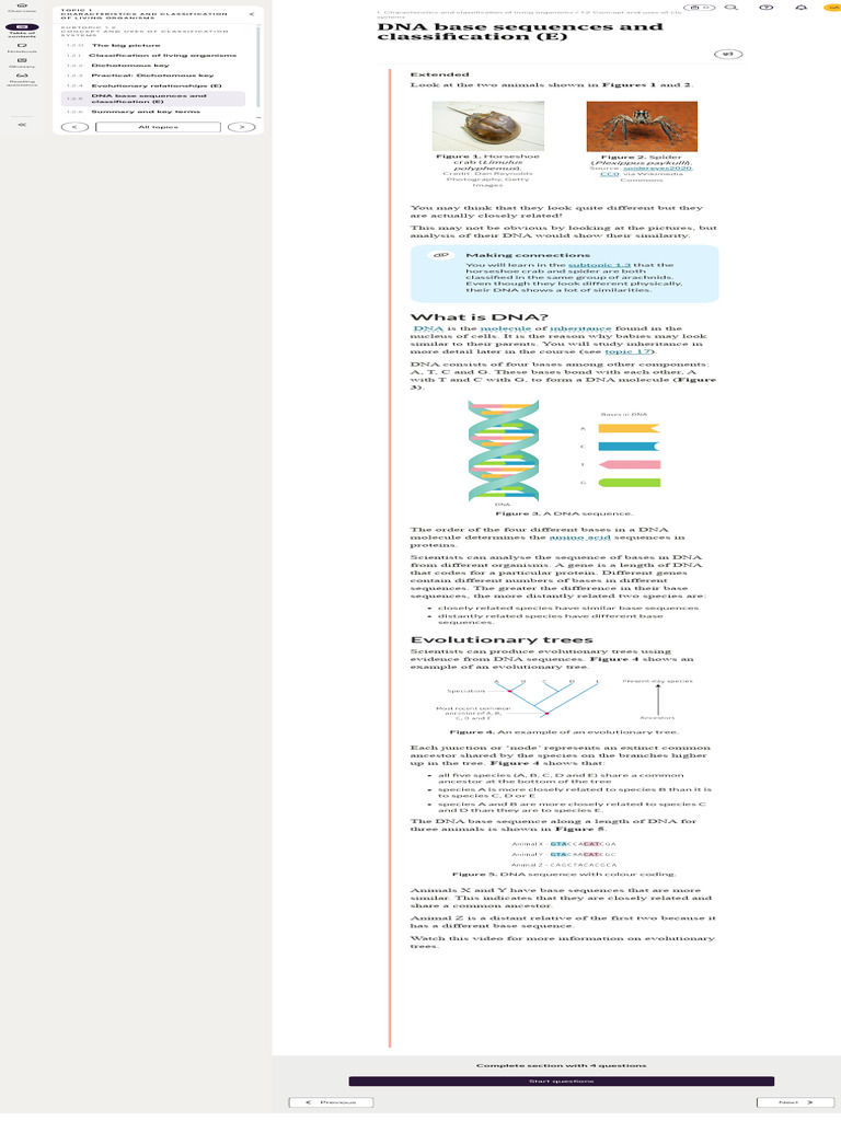 DNA Base Sequences and Classification (E) - Cambridge IGCSE™ Biology ...