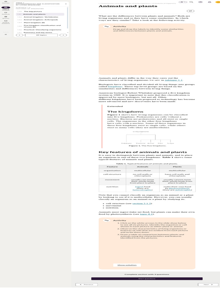 Animals and Plants - Cambridge IGCSE™ Biology FE2023 | PDF | Cell ...