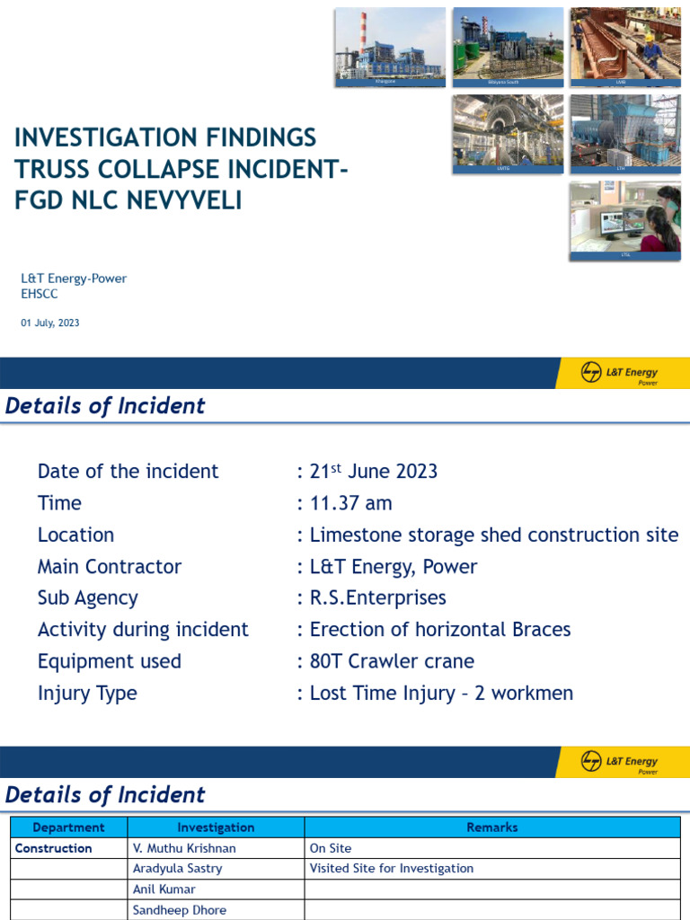 Truss Collapse Incident Investigation FGD NLC - 21 June 2023 | PDF | Truss