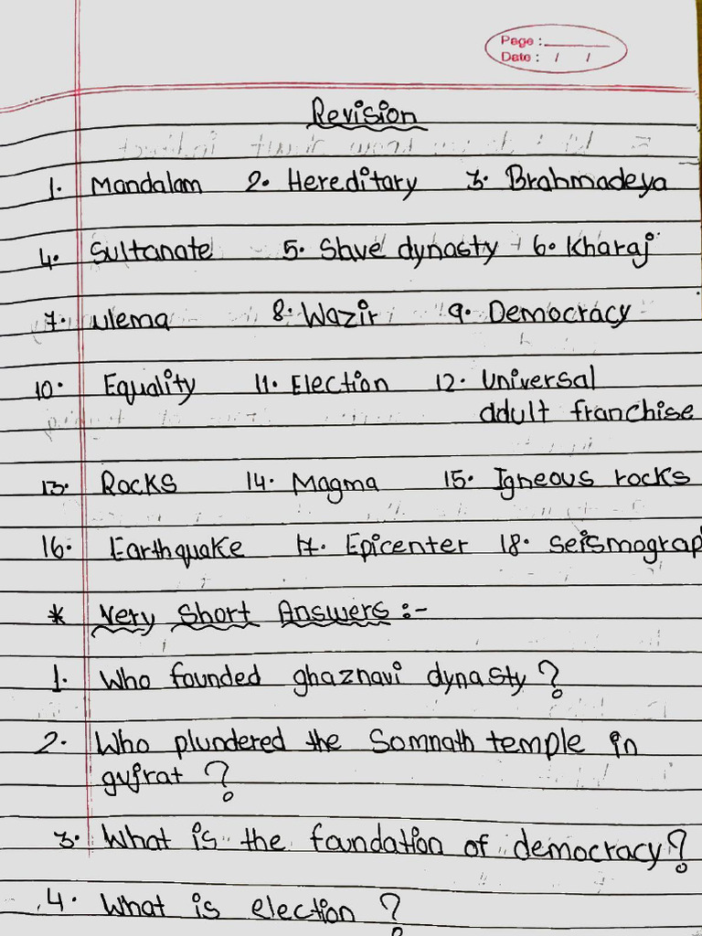 7th S.st Revision | PDF