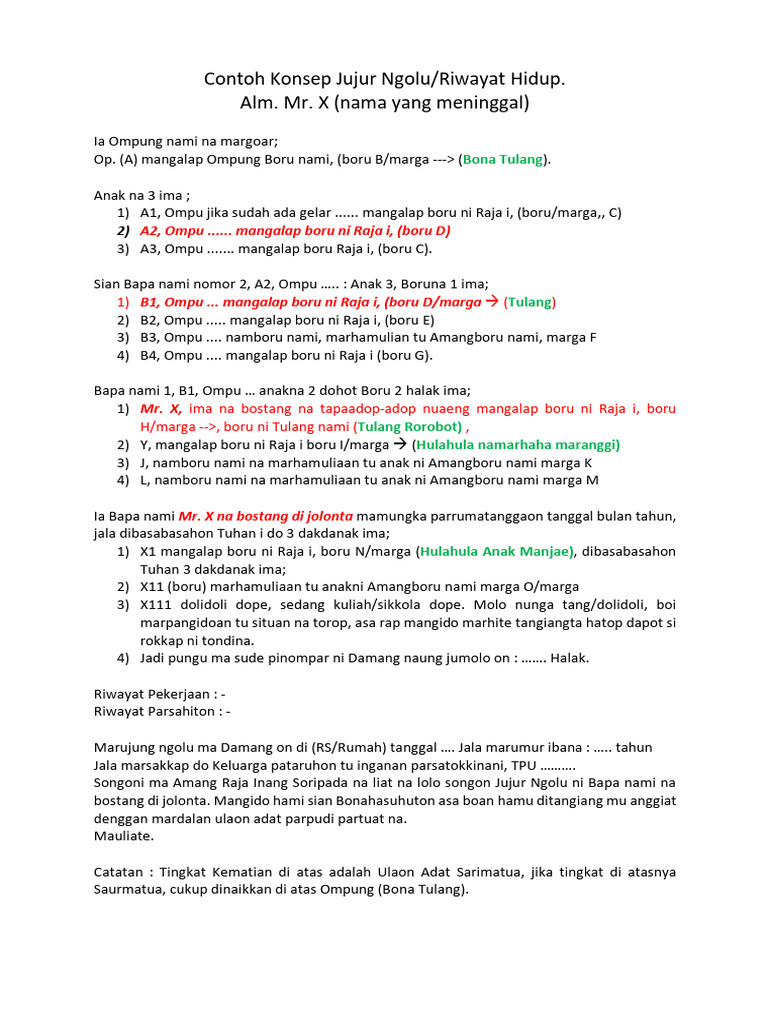 Contoh Jujur Ngolu Saur Matua | PDF