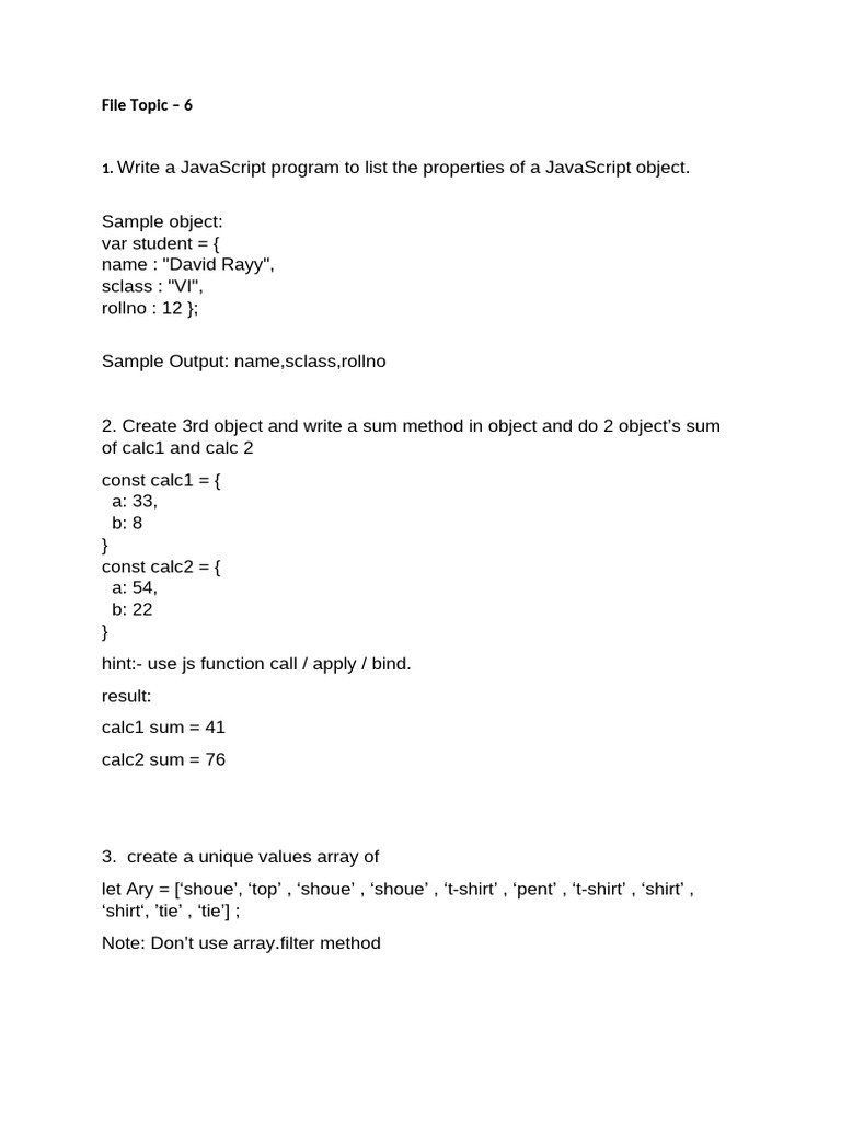 JavaScript Exam Practice Questions | PDF