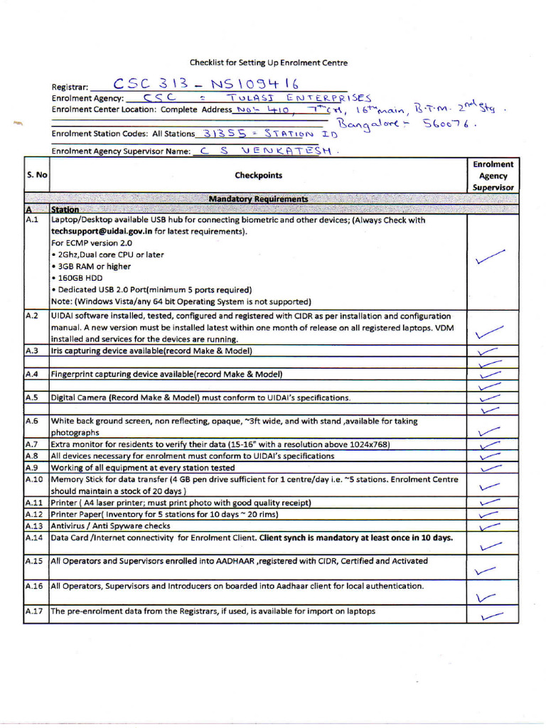 Venky Checklist | PDF
