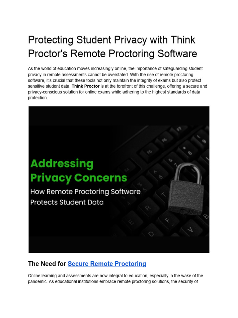 Protecting Student Privacy With Think Proctor's Remote Proctoring ...
