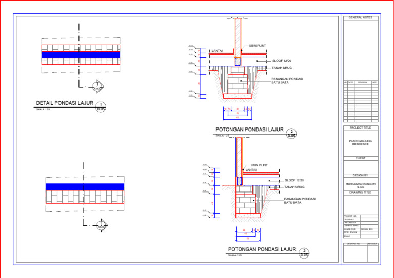 Detail Pondasi Lajur dan Ubin Plint | PDF