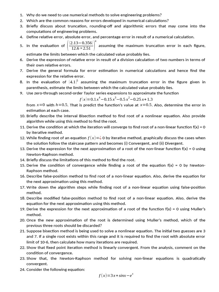 Practice Problem 1901110 Questions | PDF | Numerical Analysis | Algorithms And Data Structures